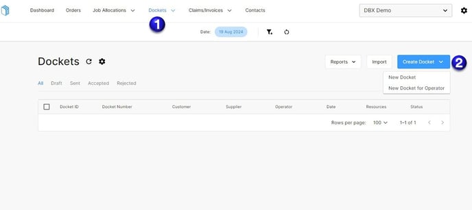 How to create a Docket from an Order - Web View